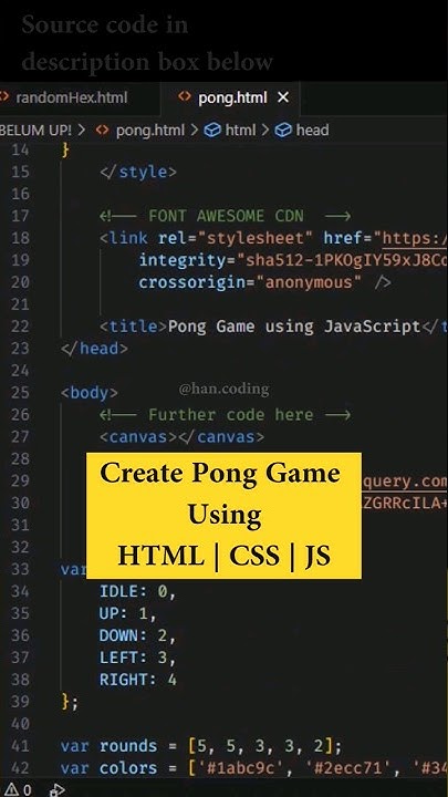 Create Pong Game Using HTML | CSS | JS - YouTube