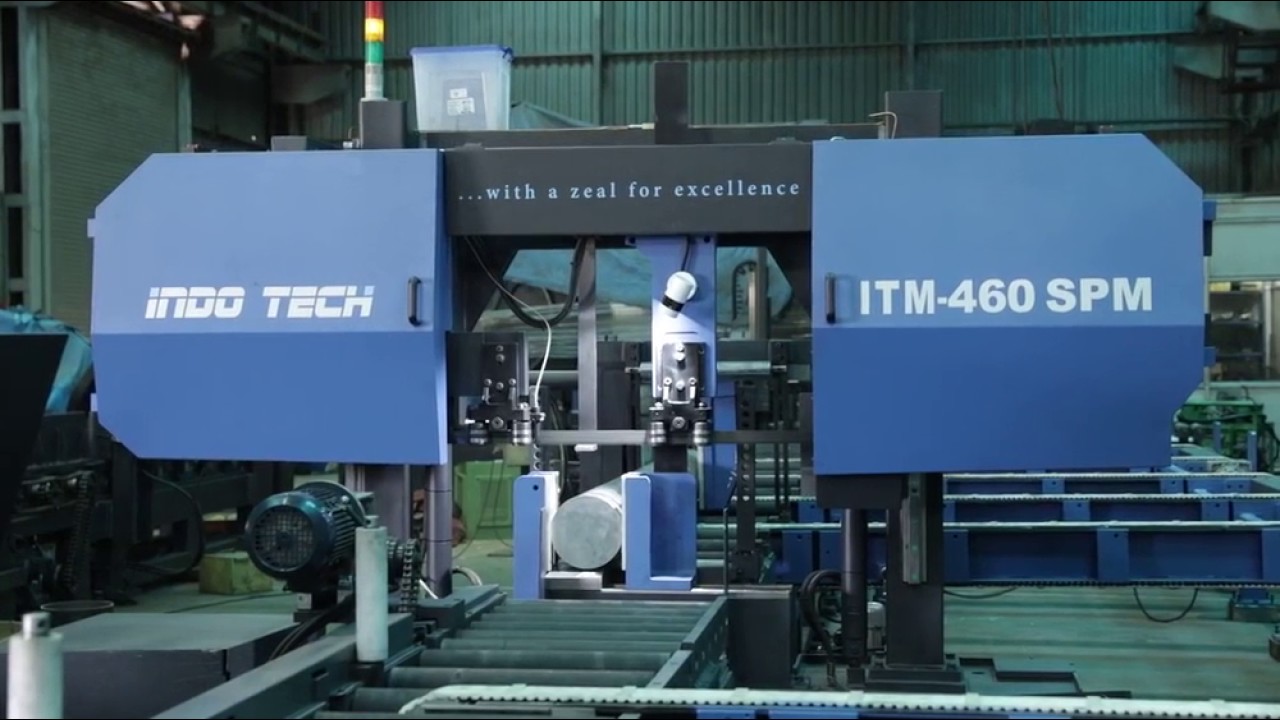 Indotech 460mm Dual Column Bandsaw | High-Speed Aluminum and Steel Cutter with Autoloader - YouTube