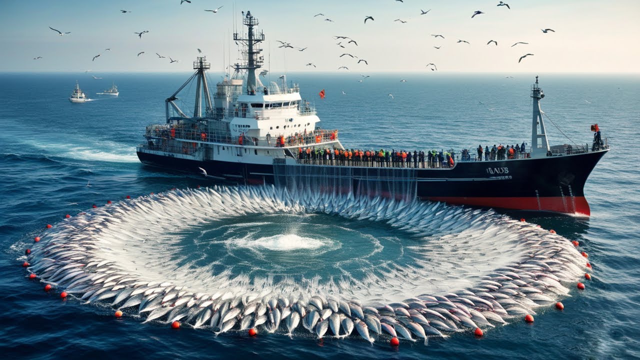 Cod fishermen use long lines on their boats, catching and filtering an ...