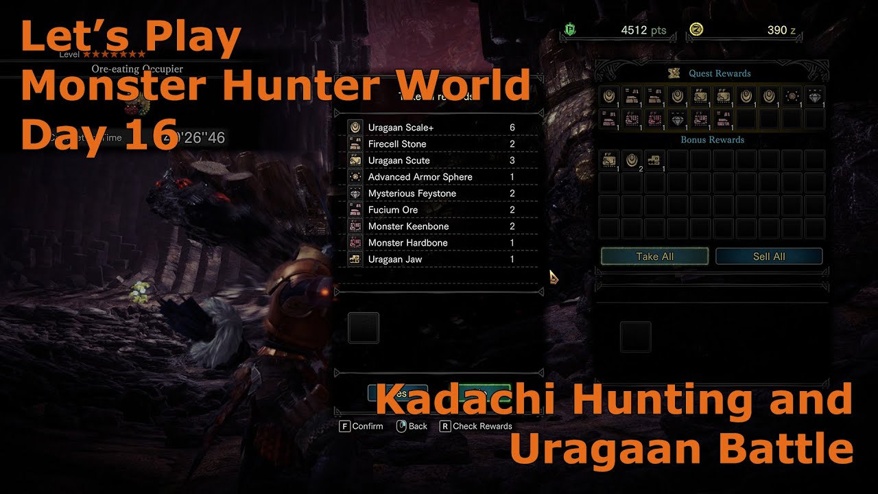 Monster Hunter World Day 16 - Uragaan and Kadachi Hunting - YouTube