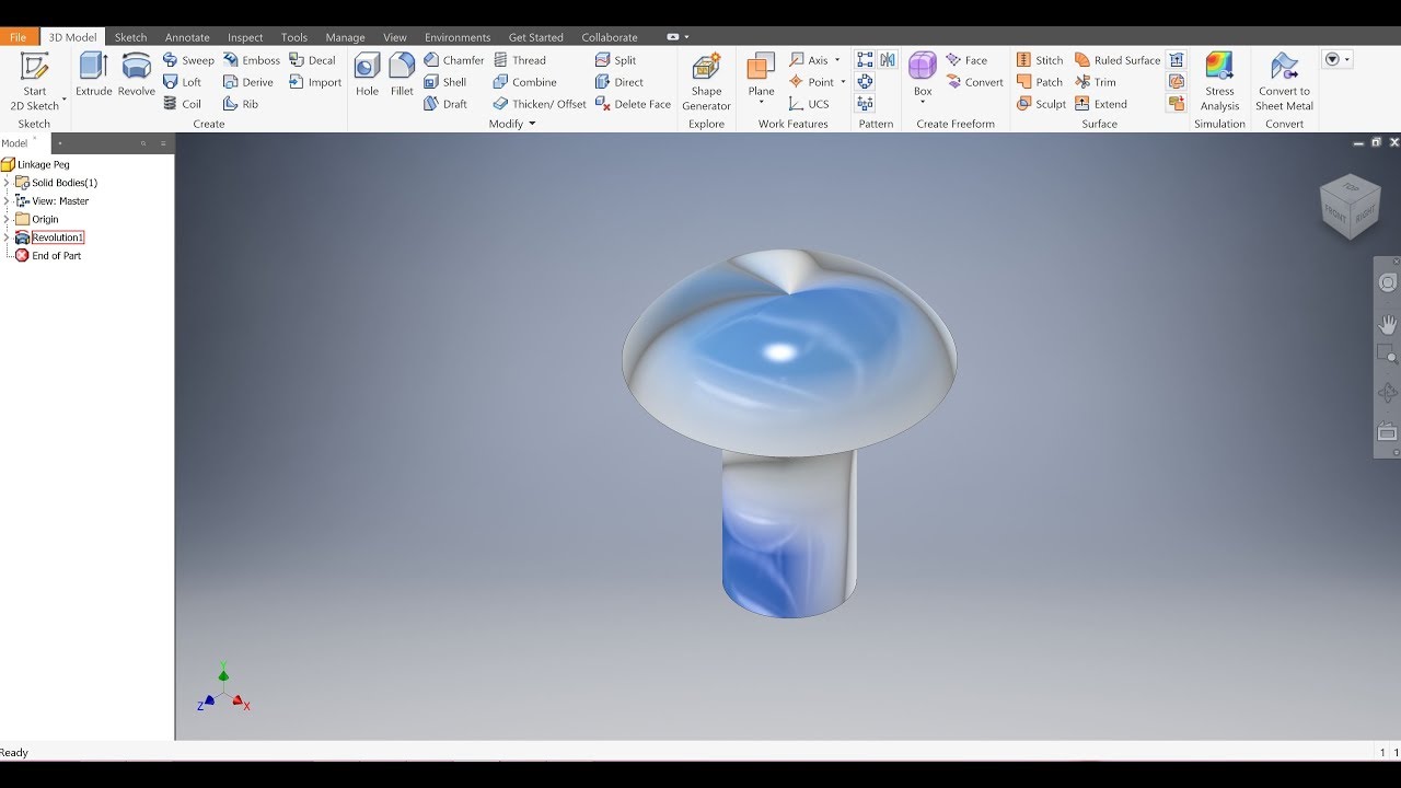Autodesk Inventor 2019 - Linkage Peg - Train Project - Beginner Tutorial - YouTube