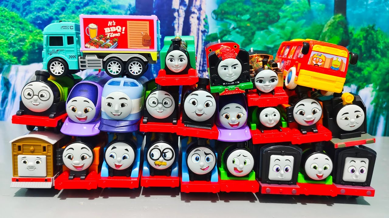 Playing and unboxing thomas and friends, ASMR car, ASMR train, pororo ...