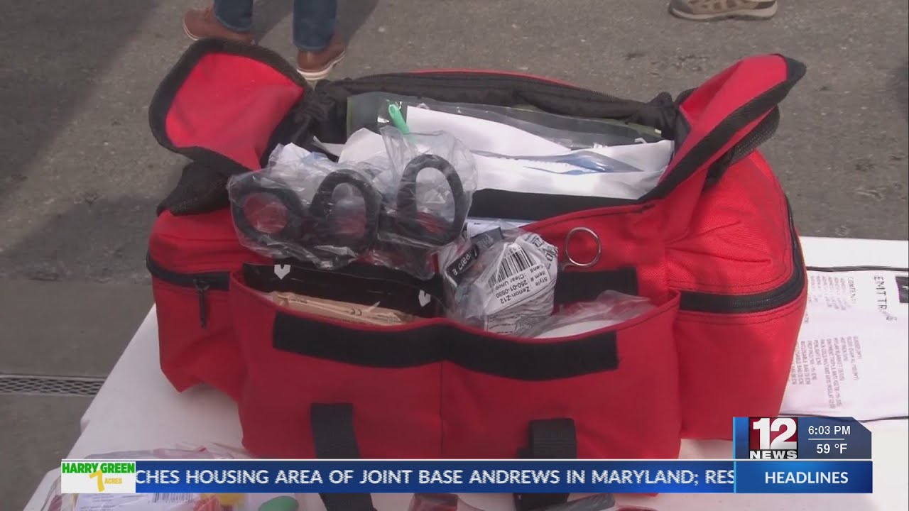 'First Out' bags given to EMS personnel - YouTube