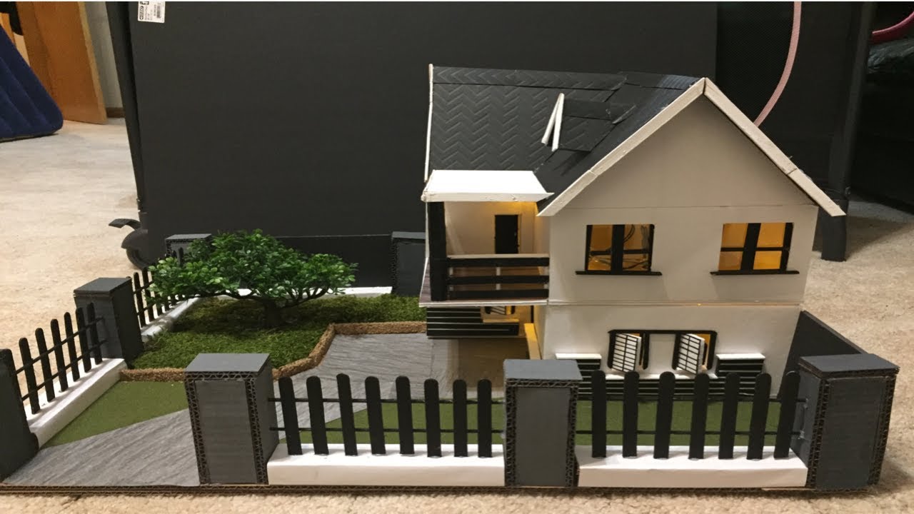 How to make beautiful house using cardboard | DIY Miniature house - YouTube