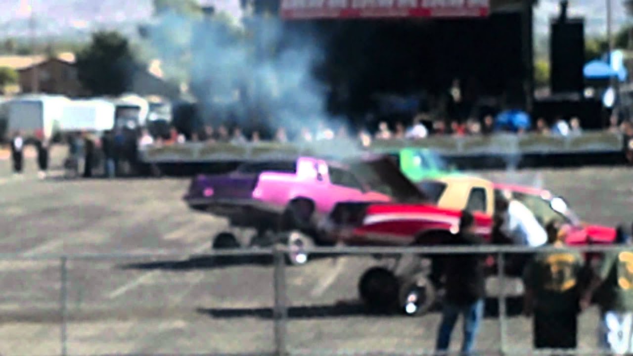 Lowrider super show car hop Winner catches fire - YouTube