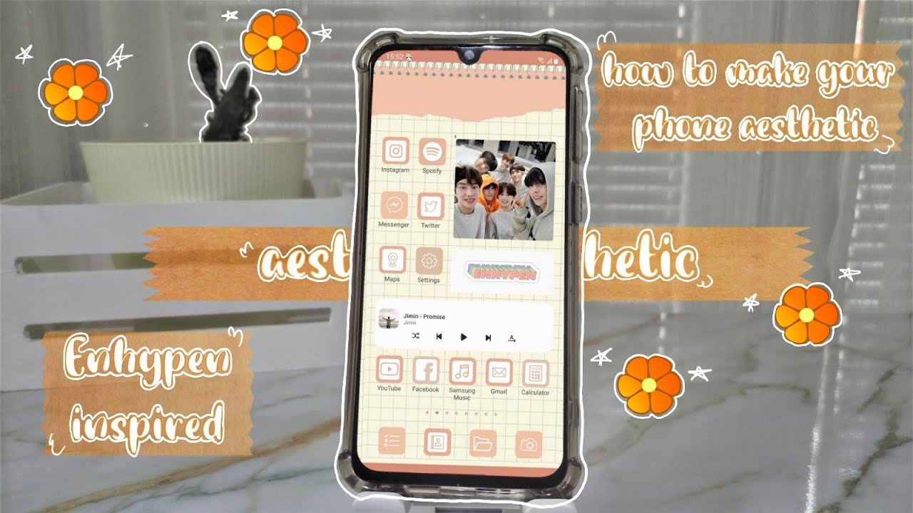 how to make your phone aesthetic | Enhypen inspired | pastel peach ...