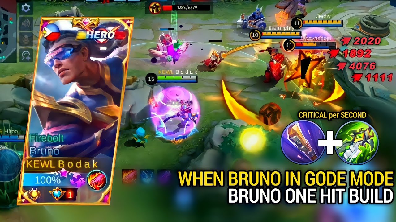 BRUNO ONE HIT BUILD (Miya One hit) | BRUNO BEST BUILD AND EMBLEM MLBB ...