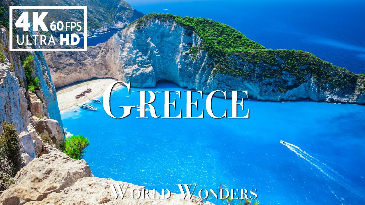 FLYING OVER GREECE (4K UHD) - Amazing Beautiful Scenery With Calming ...