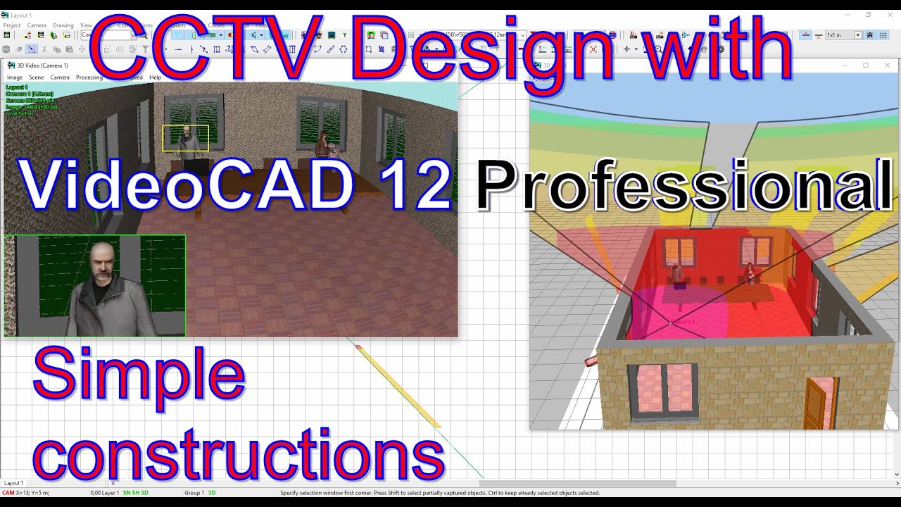 CCTV Design with VideoCAD 12 Professional. Simple constructions - YouTube