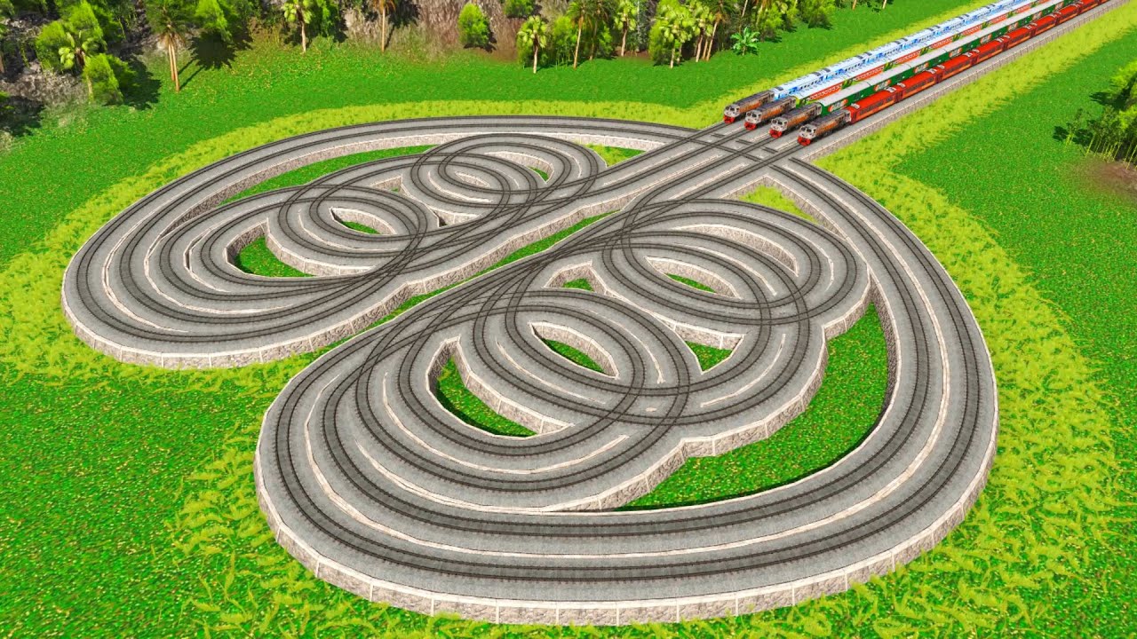 4 Weird and Amazing Railway U-turn Tracks🚦Amazing Seven Turns Railroad ...