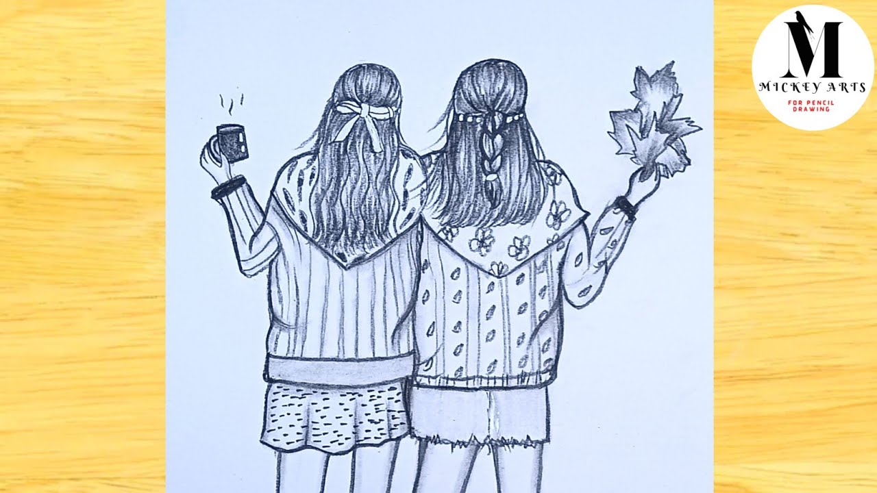 How to Draw a Girls BFF Drawings || BFF Pencil Sketch For Beginners ...