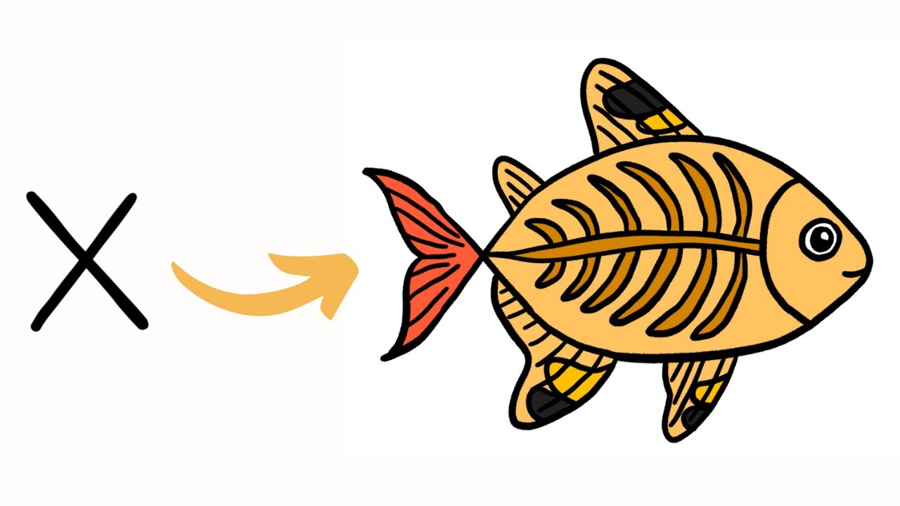 How to Draw an X Ray Fish from the Letter X! Fun and Easy Drawing ...