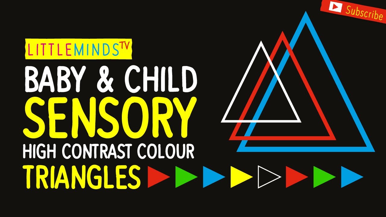Baby sensory development - High contrast colour triangles with happy ...