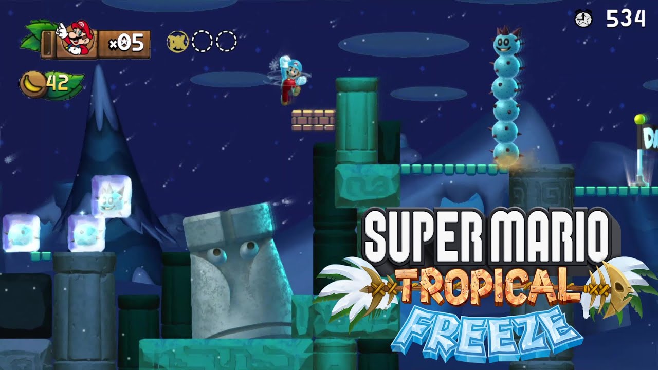 Super Mario Tropical Freeze 1-1 : Frozen desert in night - YouTube