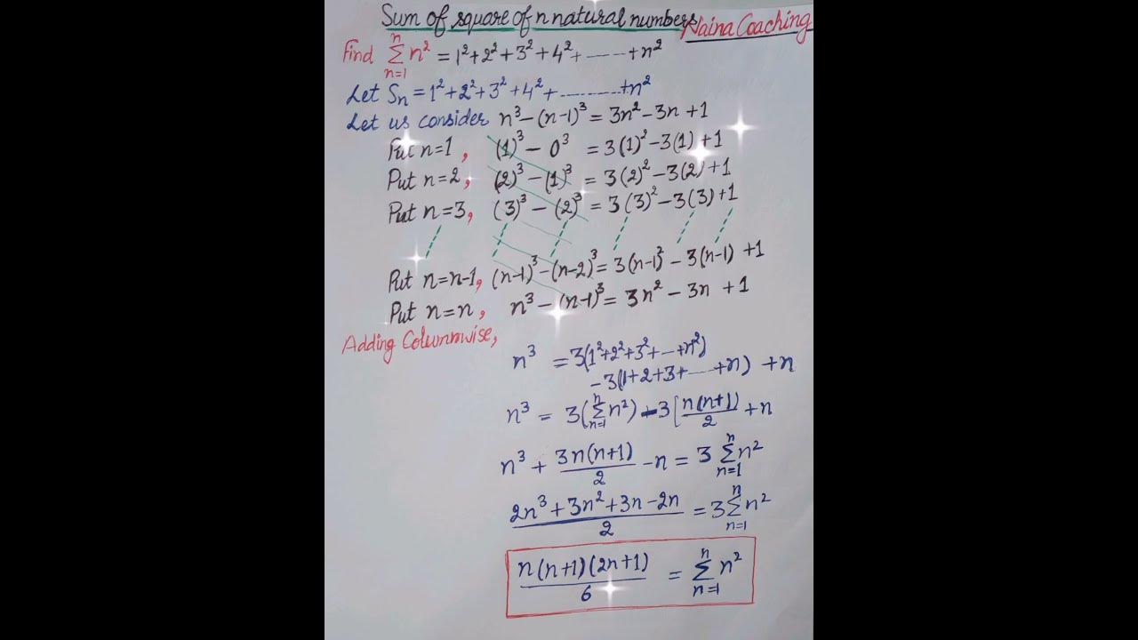 Sum of square of n natural numbers - YouTube