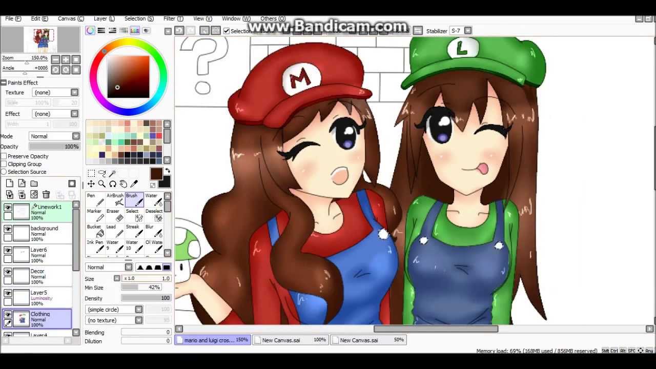 Painttoolsai speedart: Mario and Luigi genderbent - YouTube