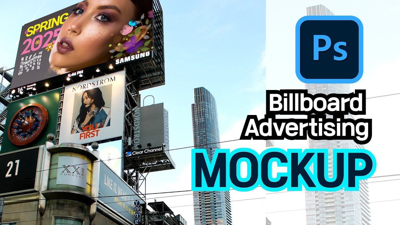 Photoshop, Mockup, Billboard Advertising 빌보드, 광고디자인, 목업 - YouTube