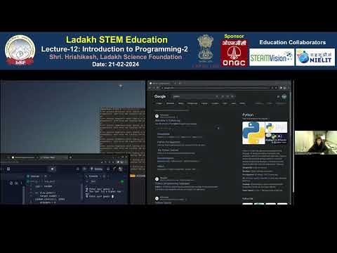 Lecture-12: Introduction to programming_part-2, Shri. Hrishikesh, Ladakh Science Foundation ...