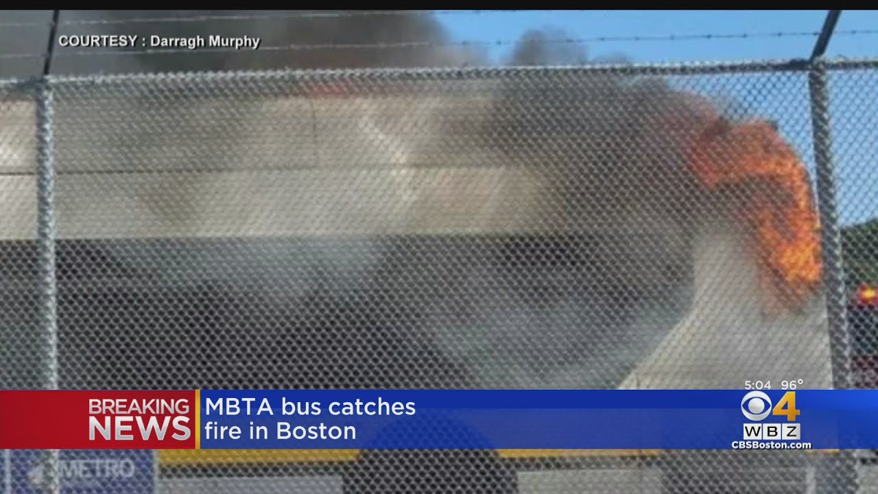 MBTA bus catches fire in Boston - YouTube