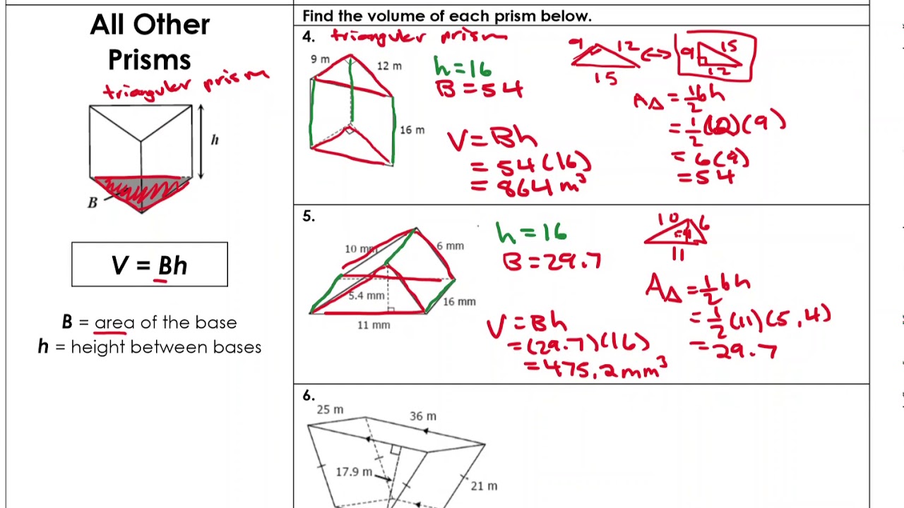 Unit 10 Solids: Volume of Prisms, Cylinders, Pyramids & Cones - YouTube