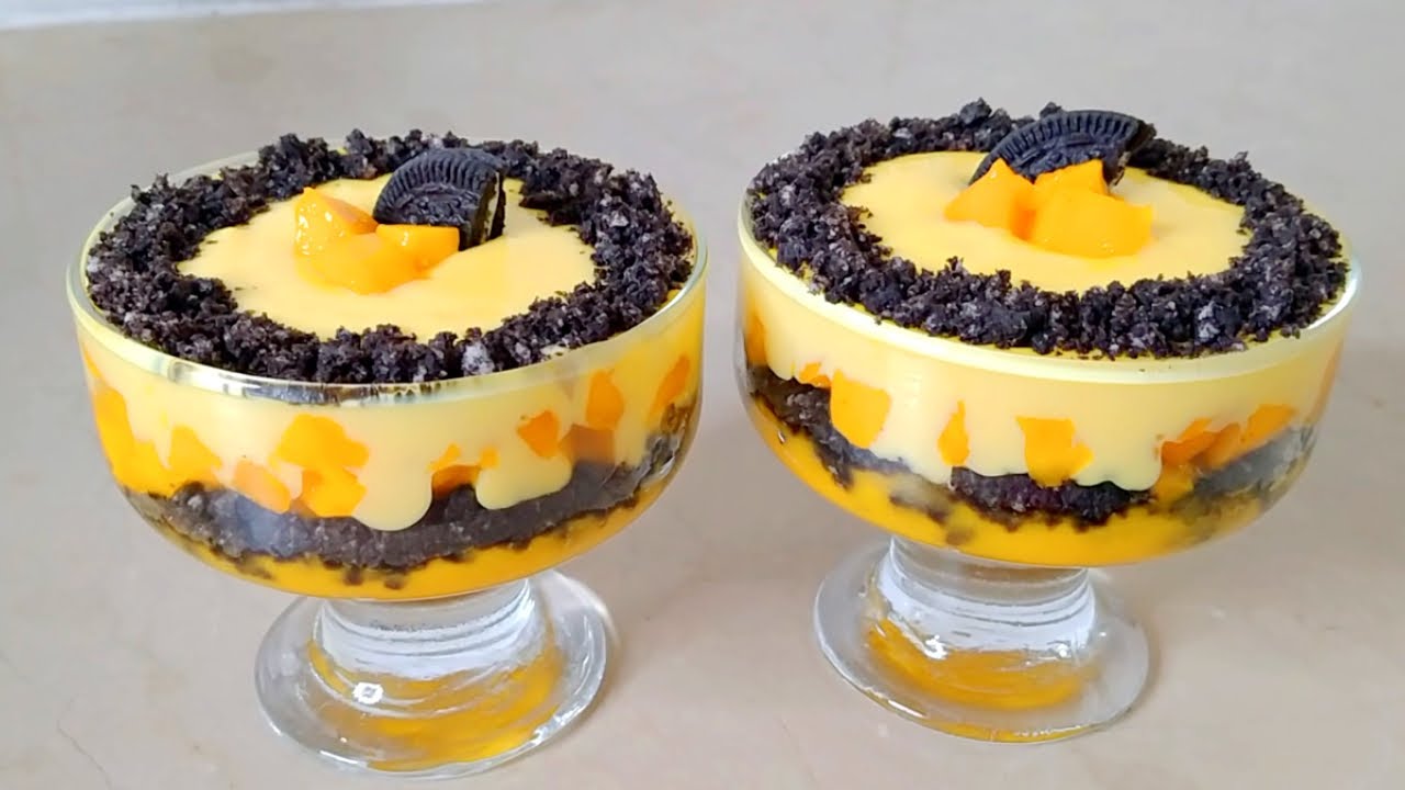Mango Trifle Delight Recipe | Quick And Easy Oreo Mango Trifle Delight ...