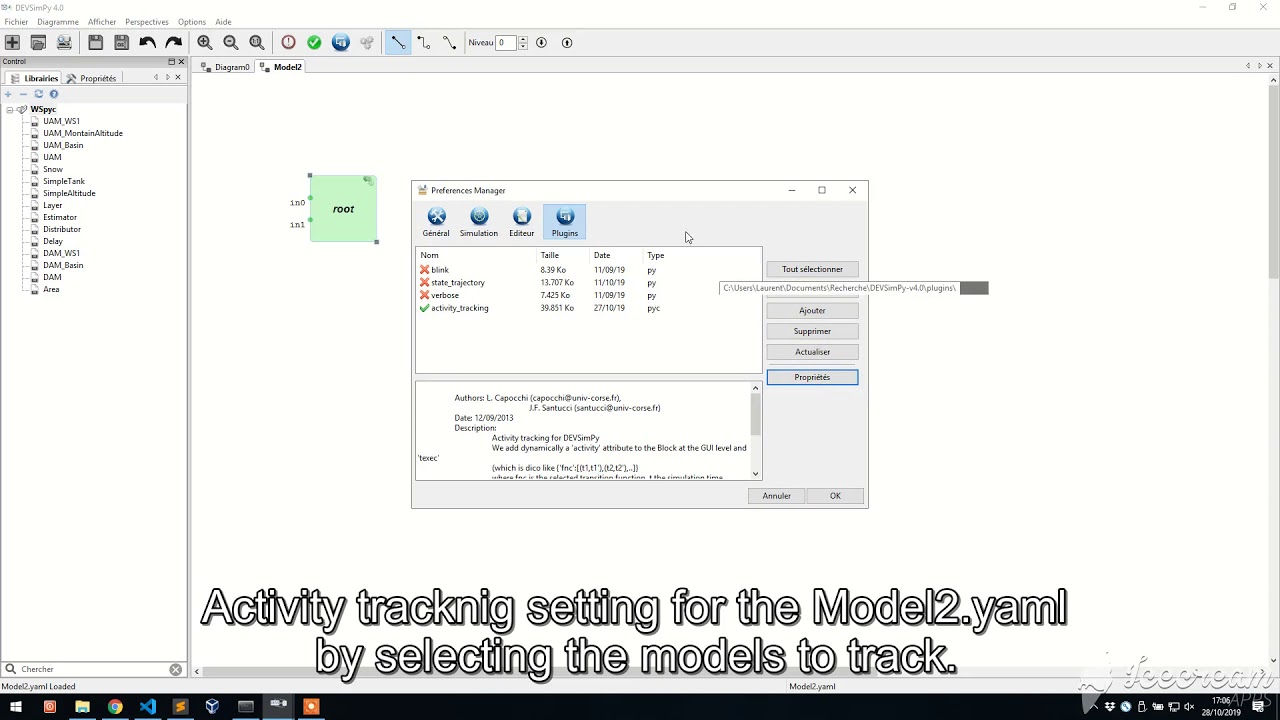 DEVSimPy and SES for the Watershed example and the activity tracking ...