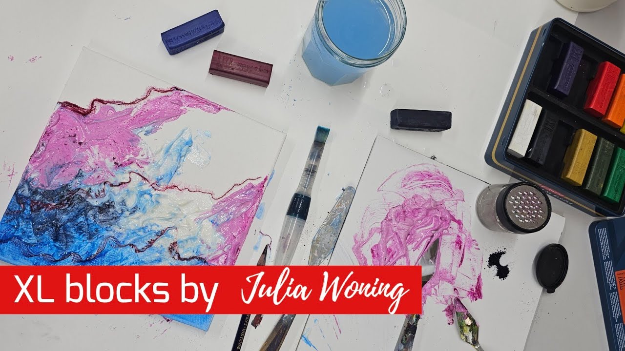 Abstract in XL blocks Inktense & modeling paste on canvas by Julia ...