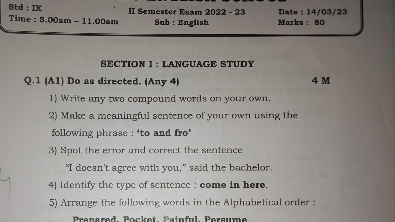 Class 9| English Question paper| 2nd Semester Exam |English Medium|2022 ...