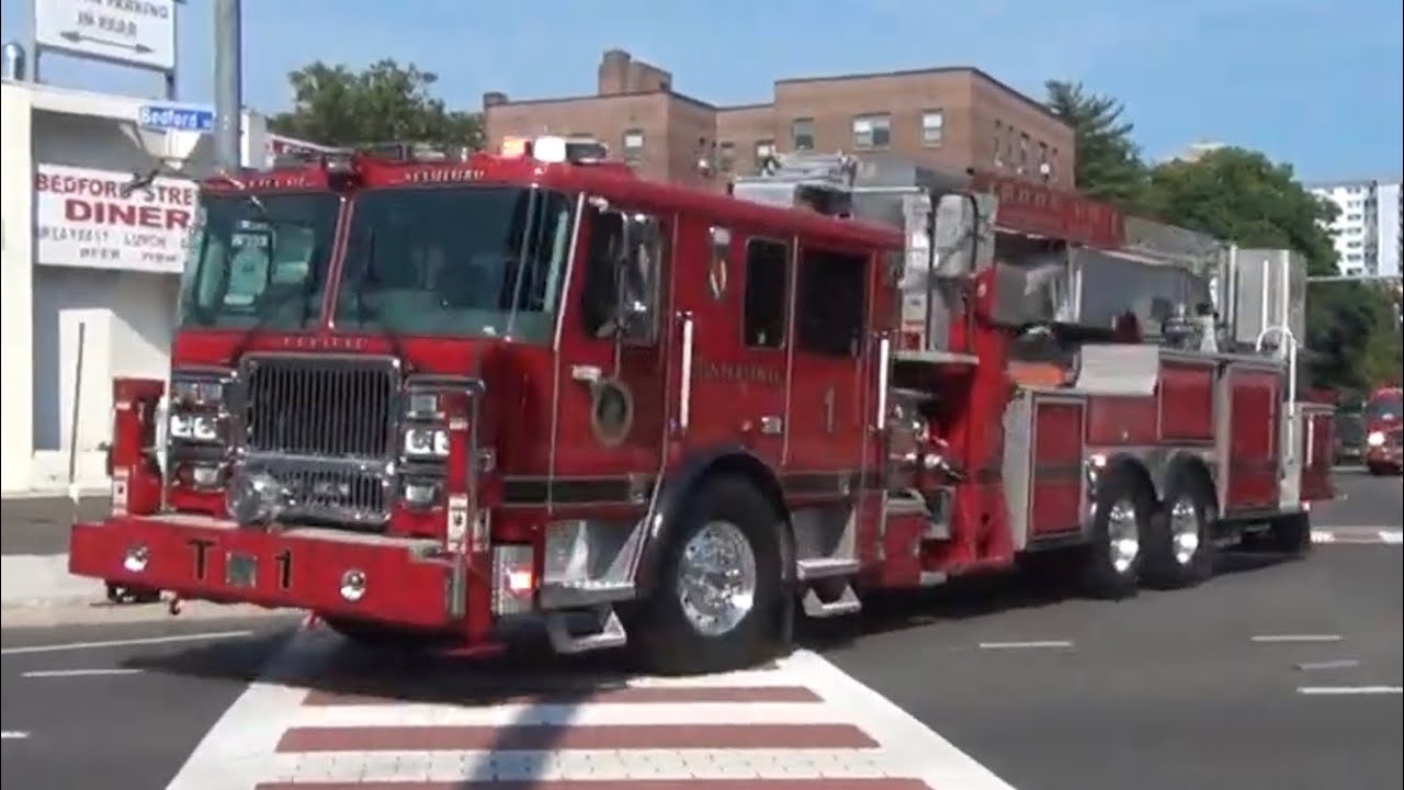 Stamford, CT Fire Department Engine 1, Truck 1 and Unit 4 Responding ...
