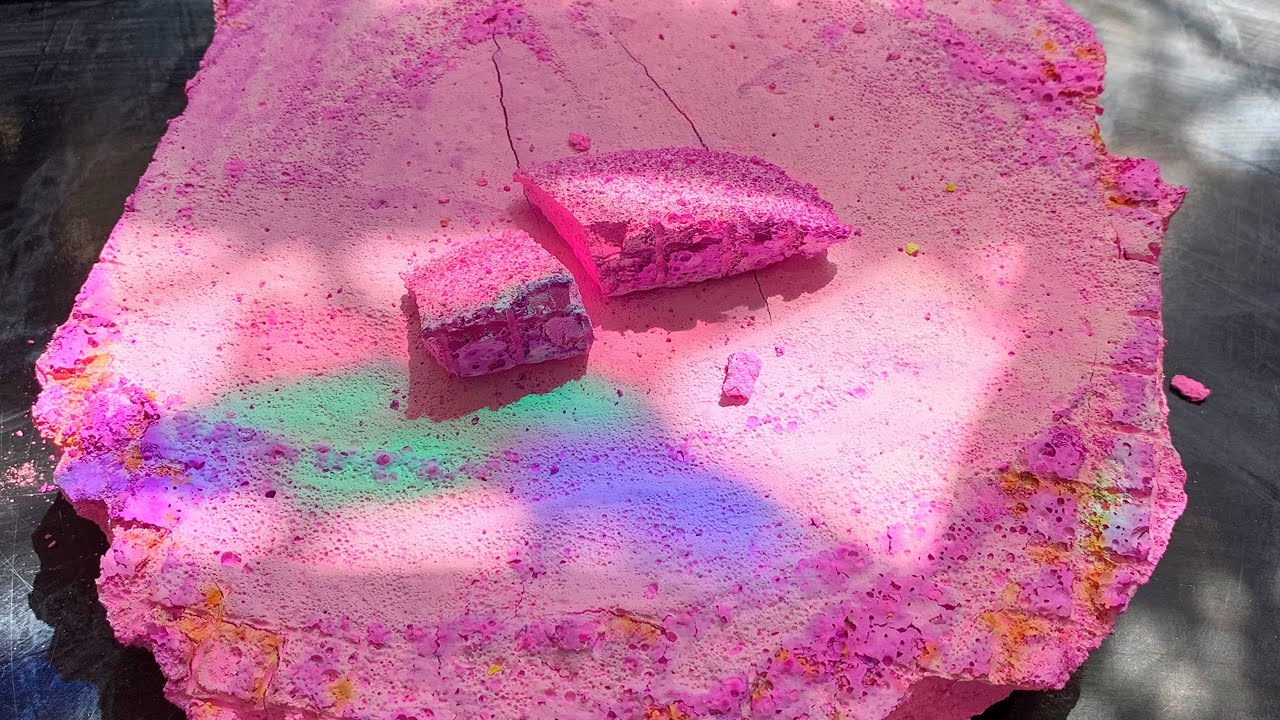 ASMR | hot pink slab | crunchy | powdery | calming | satisfying ...