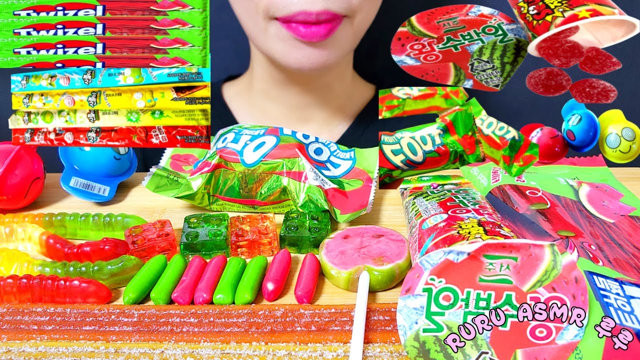 [MUKBANG.ASMR]Twizel,Watermelon flavor,sour fruit jelly.FOOT JELLY ...