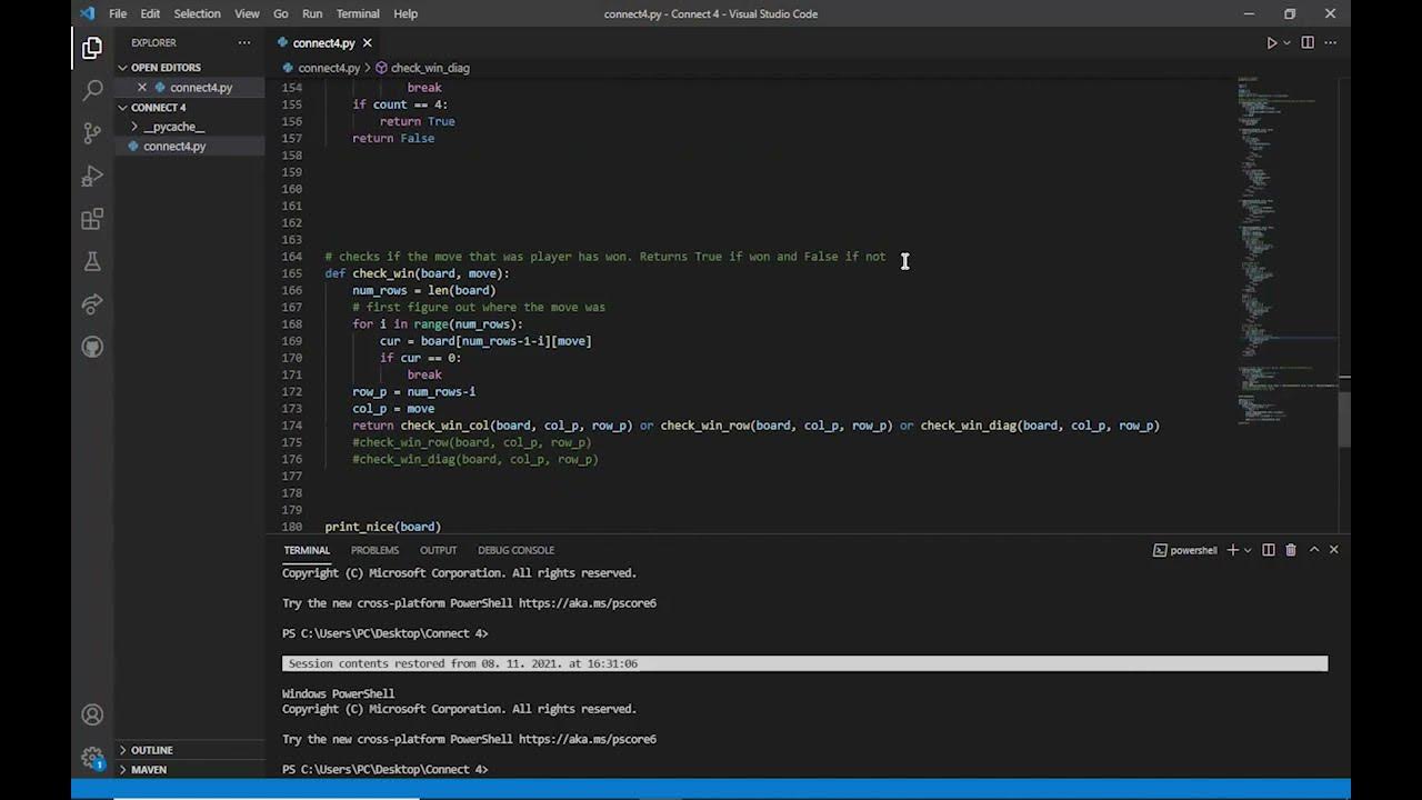 Making Connect 4 in Python and Explaining How it's done Part 3 ...