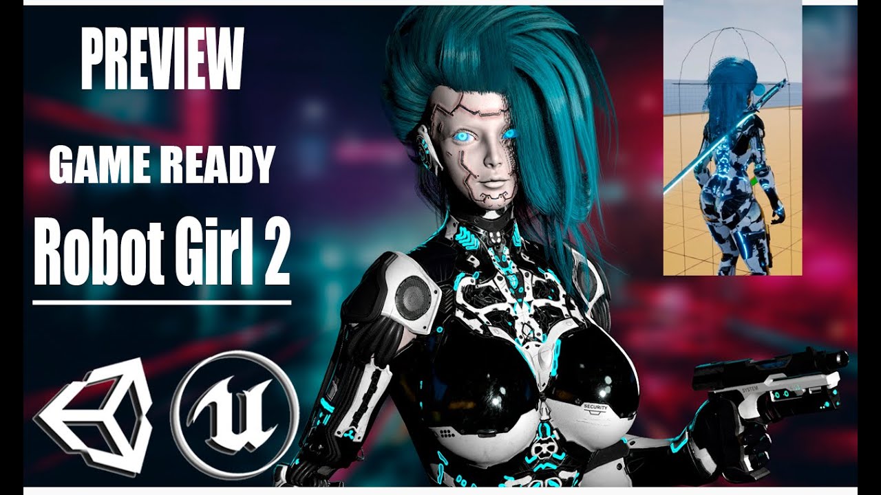 PREVIEW GAME READY 3D Character Robot Girl 2 Epic Skeleton - YouTube