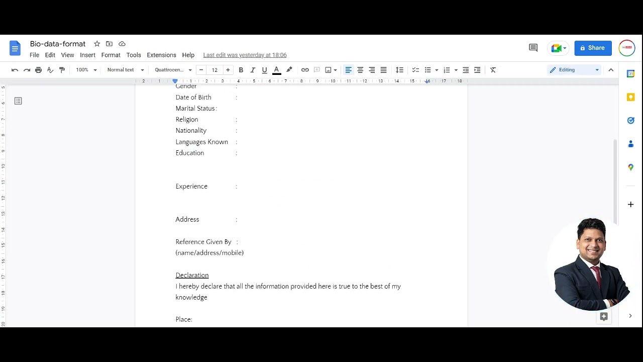 Security Guard Bio Data Format for Private Security Agency - YouTube
