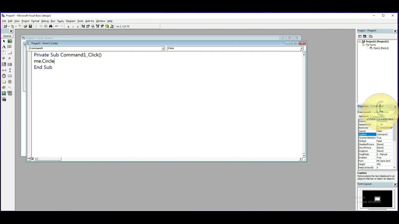 Visual basic 6.0 | Graphics handling 'Circle' | CodeLearning - YouTube