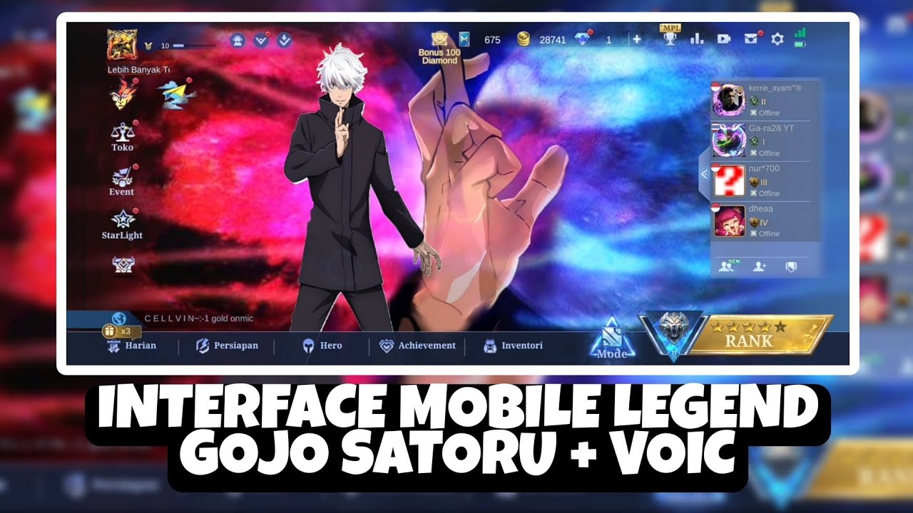 Interface mobile legend anime | jjk gojo satoru + voic | tutorial cara ...