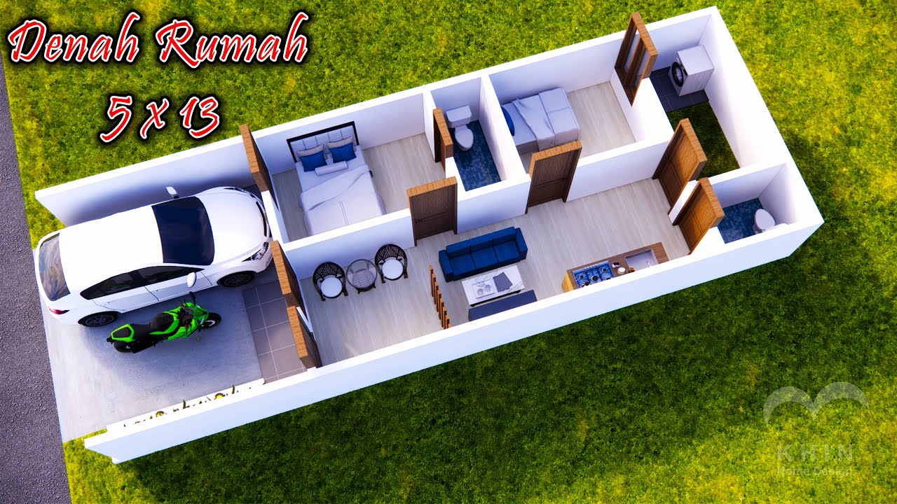 Denah Rumah Ukuran 5x13 minimalis #desainrumah #rumah #home - YouTube
