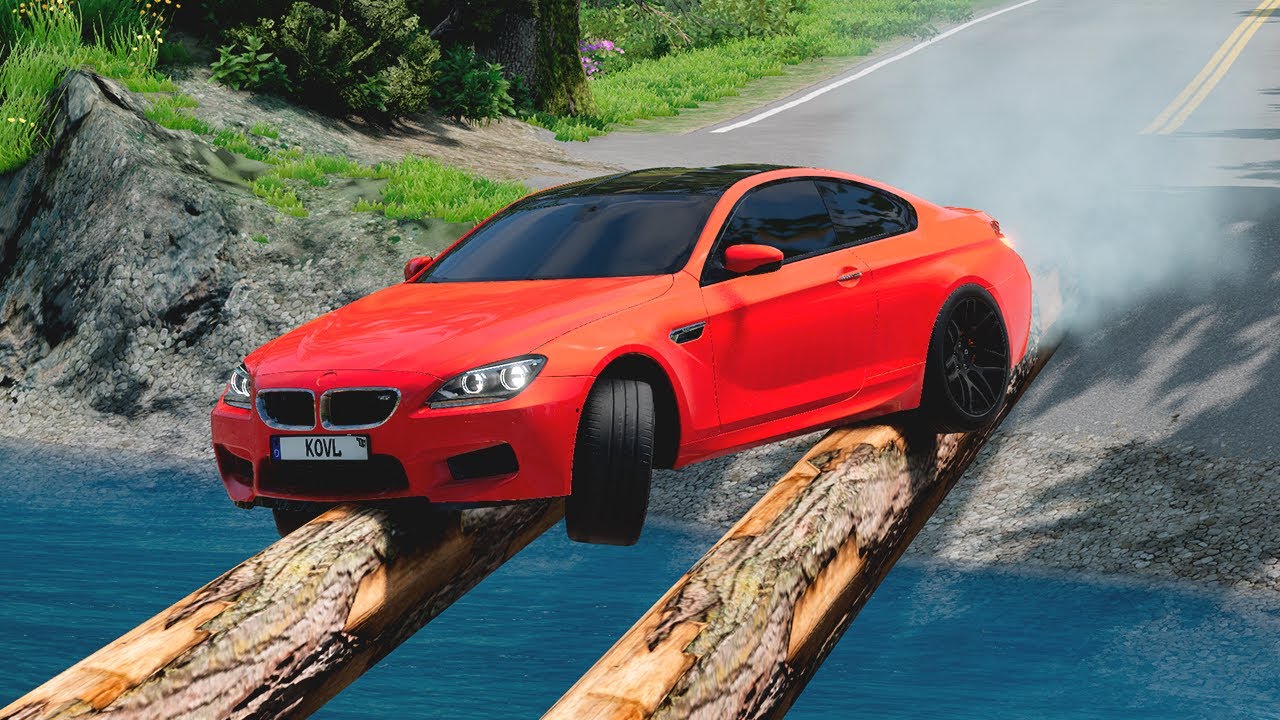 Cars vs Log Bridge – BeamNG.Drive - YouTube