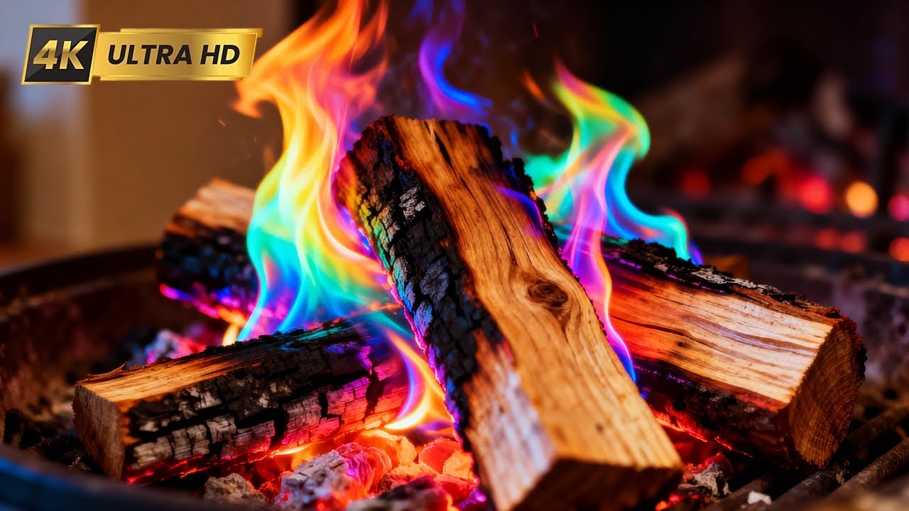RAINBOW Fireplace 4K Ultra HD – 6 Hours Hypnotic Color-Changing Flames ...