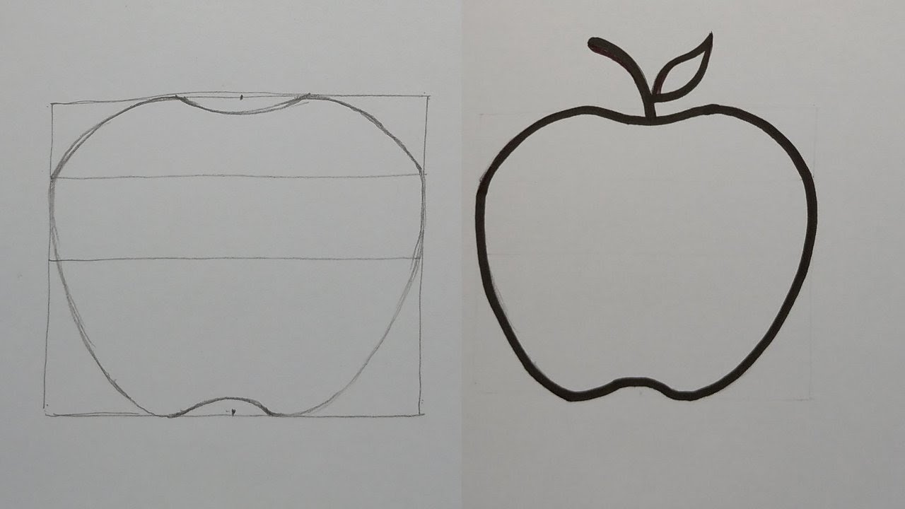 Apple Drawing Tactics | How to draw an APPLE | Drawing Learning Videos ...