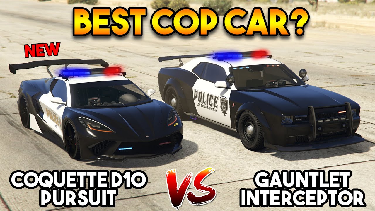 GTA ONLINE : COQUETTE D10 PURSUIT VS GAUNTLET INTERCEPTOR (BEST COP CAR ...