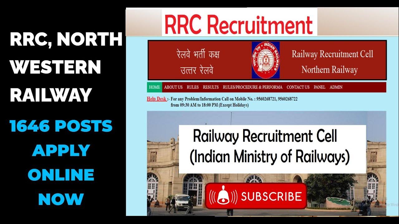 RRC, North Western Railway Apprentice Recruitment 2024 – Apply Online for 1646 Posts - YouTube