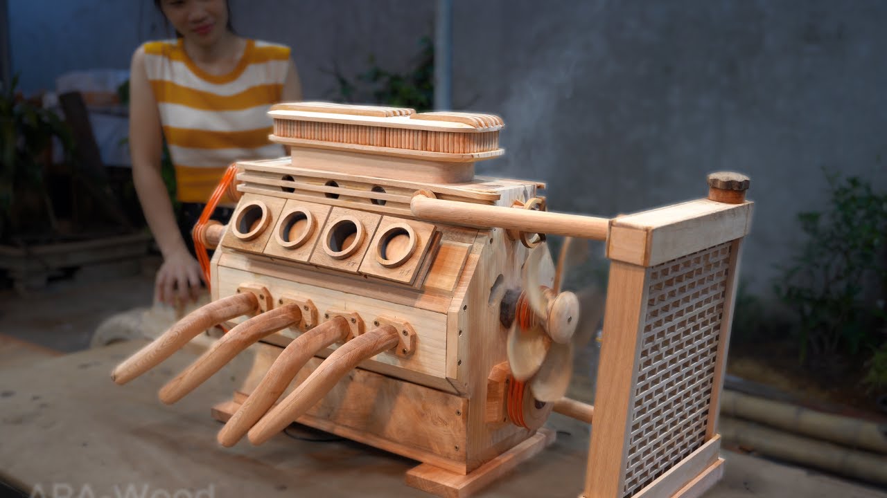 I Built a v8 Engine Block out of Wood and it Works - YouTube