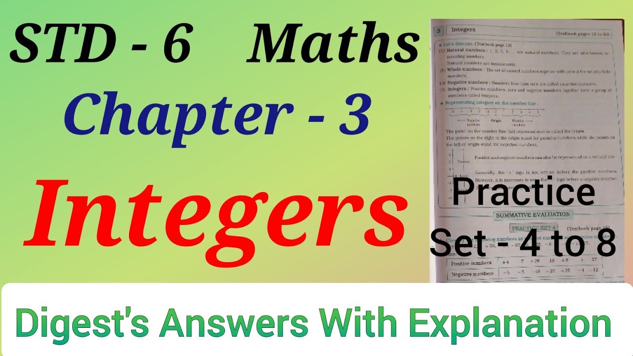 STD 6 Maths Chapter 3 Integers Digest's Answers Practice Set 4 ...