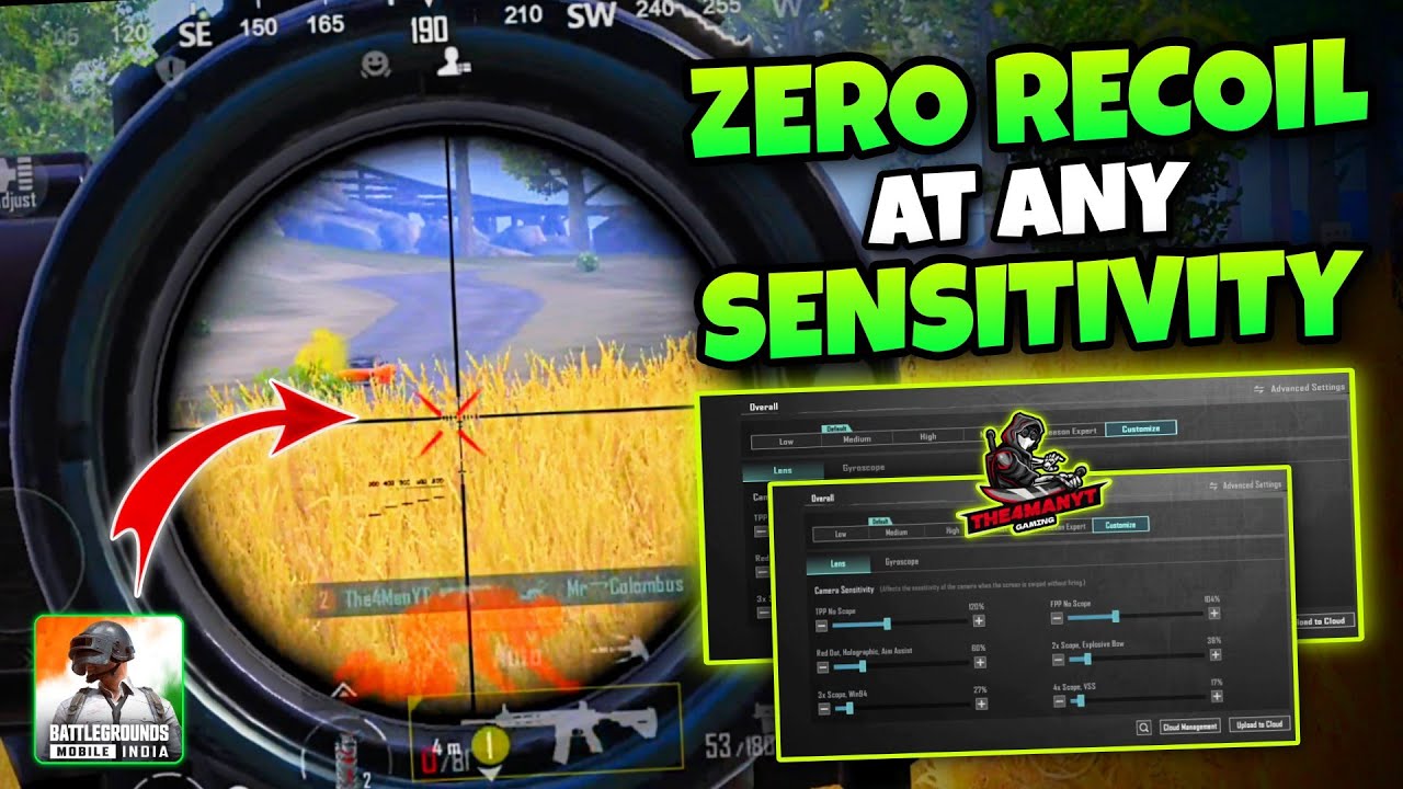 How to get zero recoil at Any Sensitivity | Bgmi Zero recoil ...