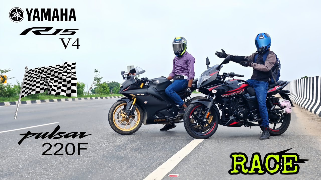 Yamaha R15 V4 VS Bajaj pulsar 220f // Drag race// - YouTube