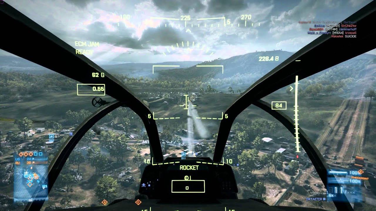 BF3 Attack Helicopter TV Missile Practice - YouTube
