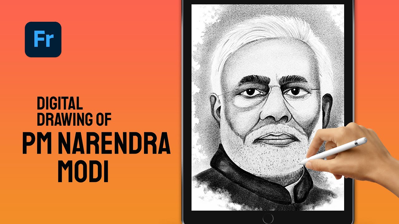 Narendra Modi Drawing | Step By Step | Tutorial For Beginners - Tracing ...