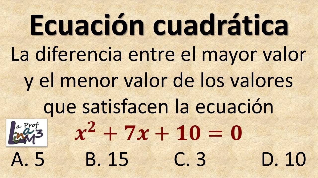 Ecuaci n Cuadr tica Con Factorizaci n La Prof Lina M3 YouTube