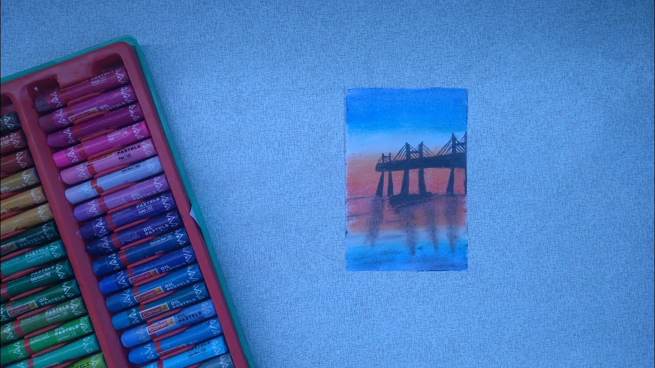 Bridge drawing with oil pastel for beginners and kids - YouTube